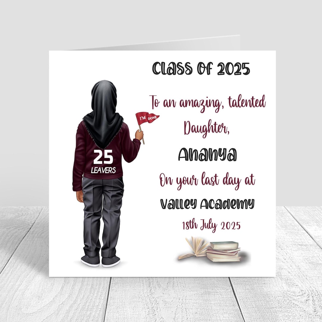 Personalised Y6 Girls School Leavers Card, Last Day Primary School,high ...