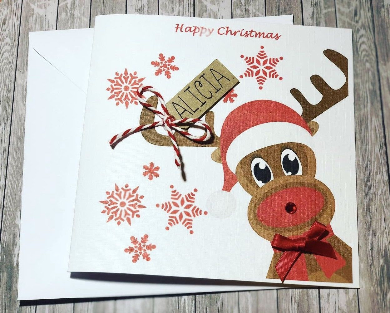 Christmas Kids Reindeer Card With Personalised Tag/boys and Girls ...