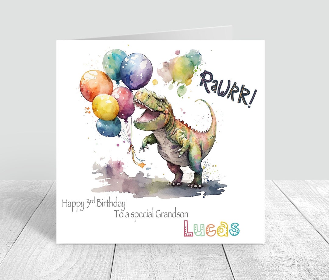 Personalised Boys Dinosaur Birthday Card Handmade First Birthday Card ...