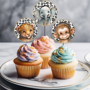 Girls Wild Party Animals Cake Toppers Birthday Cake Decor Wild Baby ...