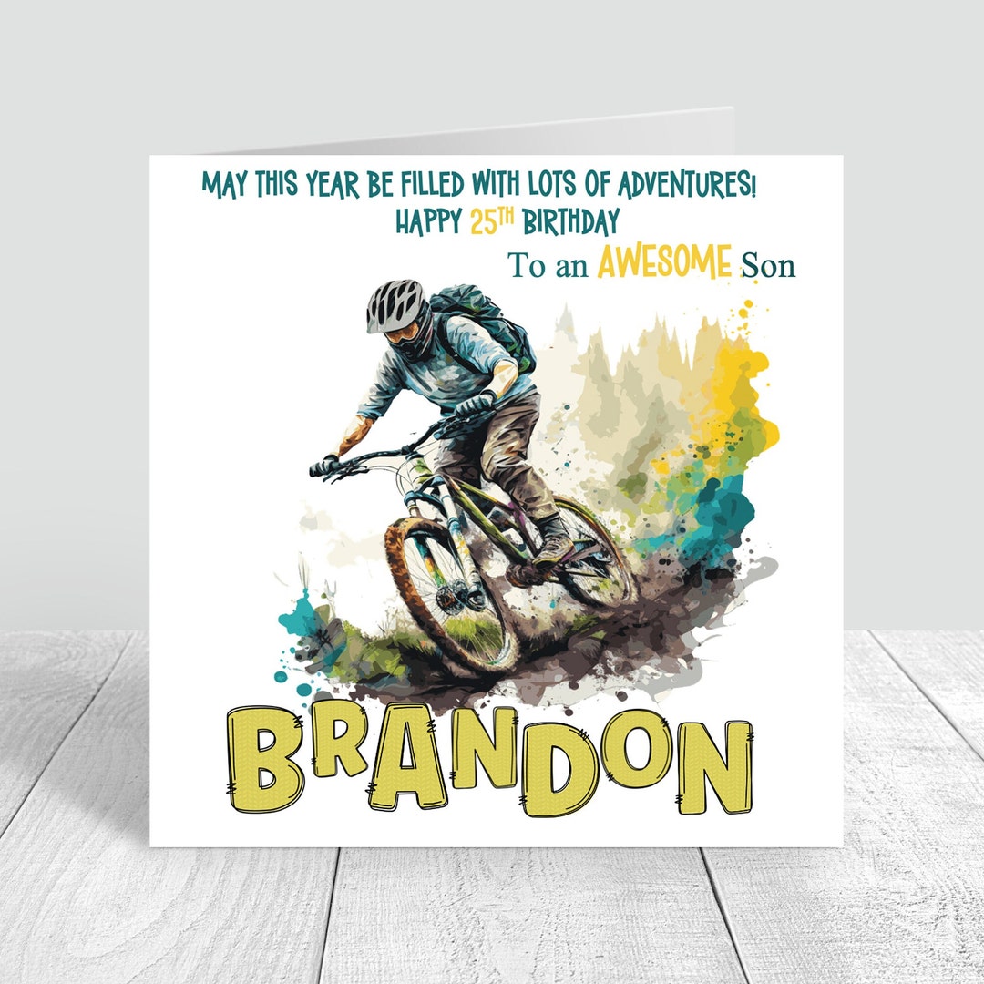 Personalised Boys/ Mens Birthday Card, Mountain Bike Birthday Card ...