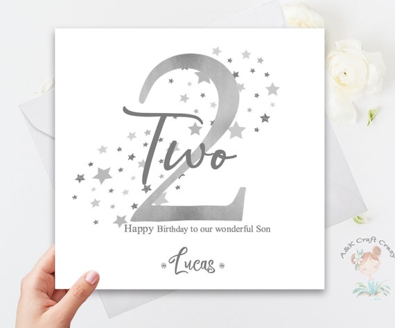 Large Number boys Birthday Card Handmade and Personalised 1st | Etsy