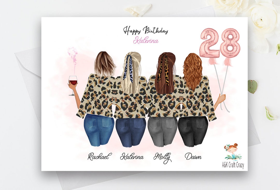 Womens Handmade Birthday Card Girl Group Personalised - Etsy