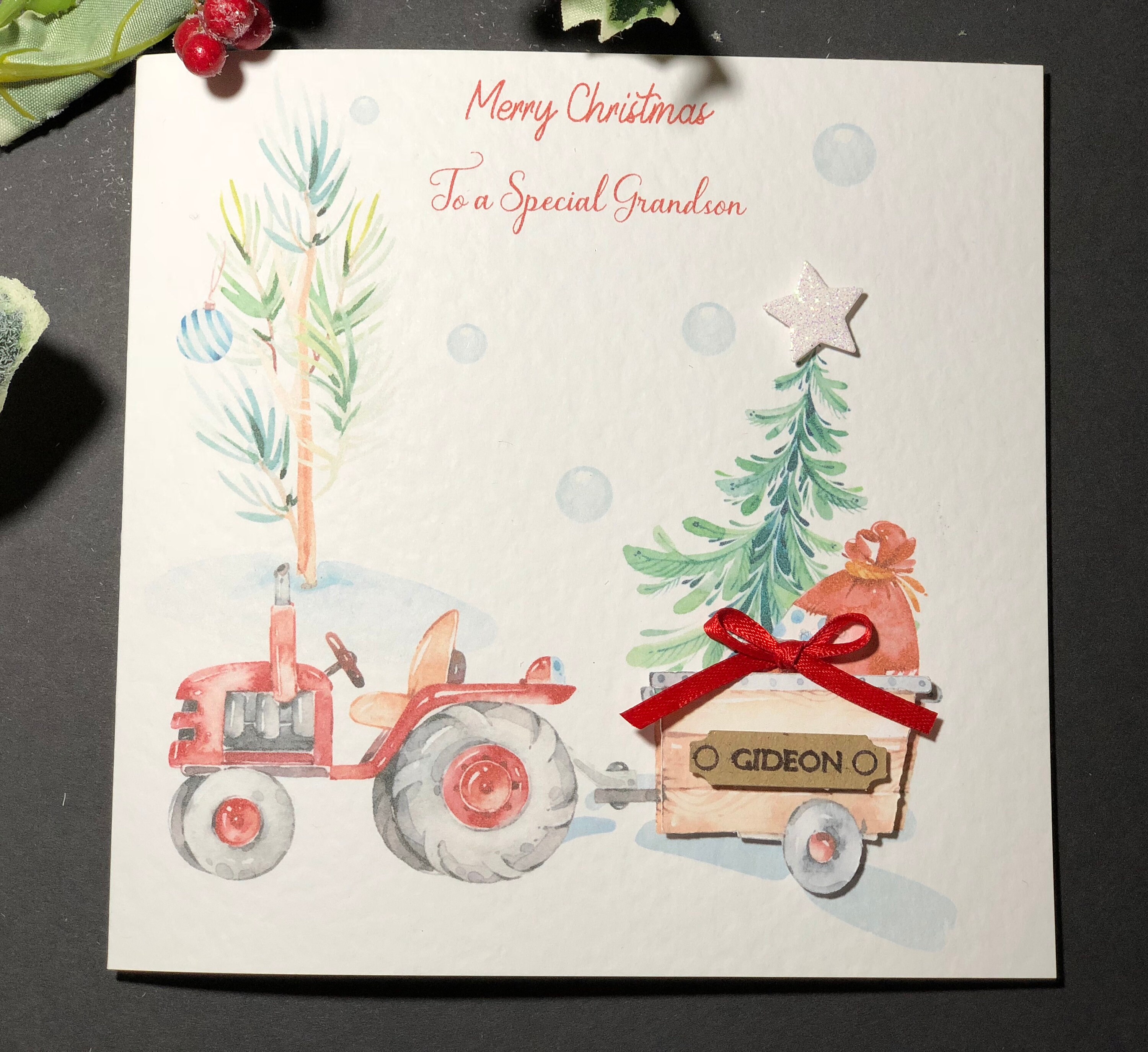 Christmas Tractor Boys Christmas Card Handmade & Personalised | Etsy UK