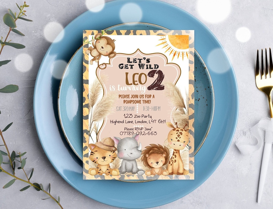 Personalised Wild Party Animals Invitation, Party Animals Invite, Wild ...