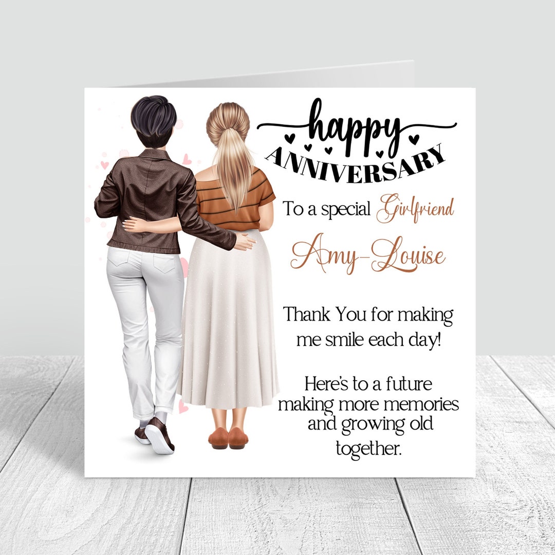 Personalised Happy Anniversary Card Girlfriend, Fiancee Anniversary ...