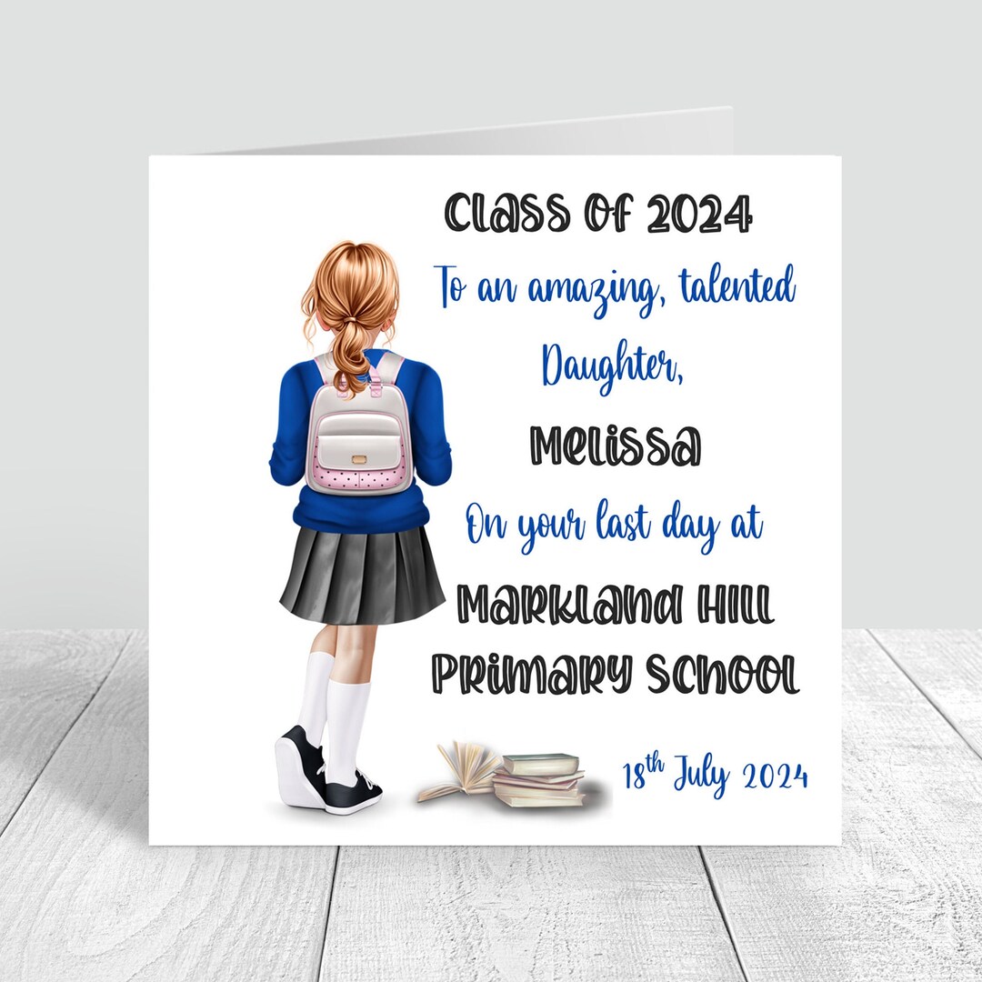 Personalised Girls School Leavers Card, Students End of Year Last Day ...