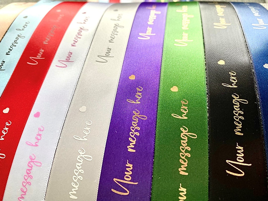 Personalised Christening Satin Ribbon Custom 10mm 15mm 25mm 50mm 100mm ...