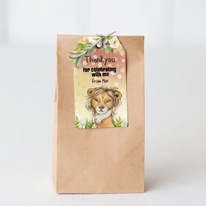 Personalised Lion Party Favour Tags Safari Animals Wild Birthday Thank ...
