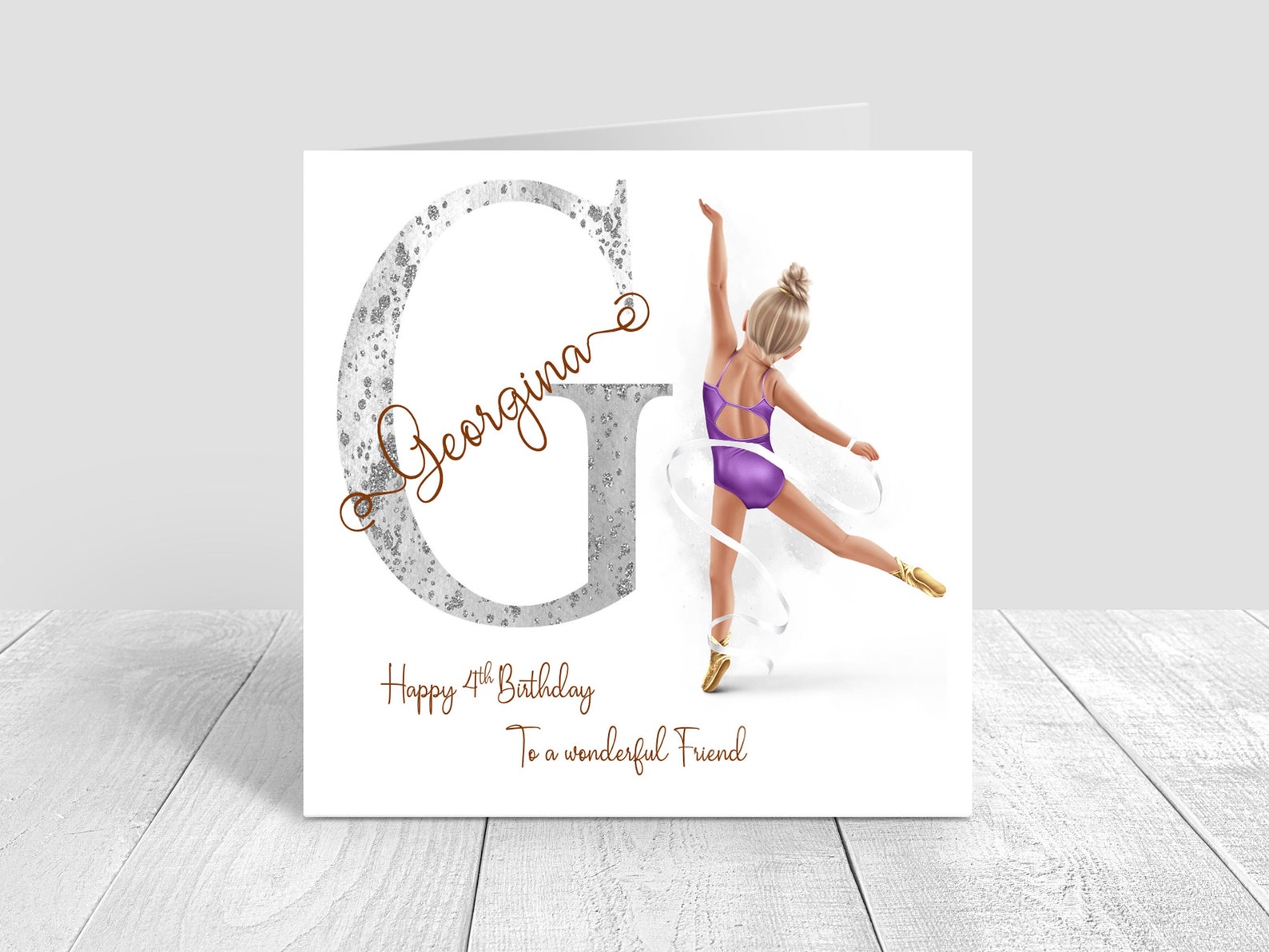 Personalised Girls Birthday Card Gymnast Greeting Card for Daughter ...