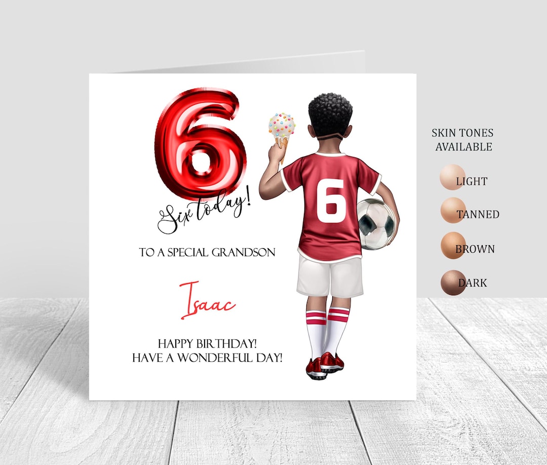 Personalised Boys Football Birthday Card, Happy Birthday Soccer Card ...