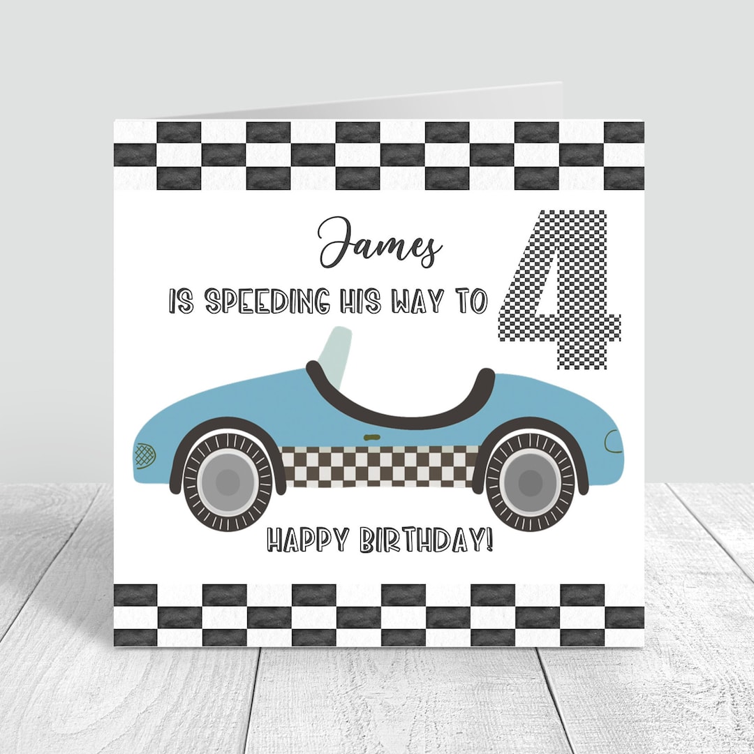 Personalised Boys Race Car Birthday Card Handmade 1st 2nd 3rd 4th 5th ...
