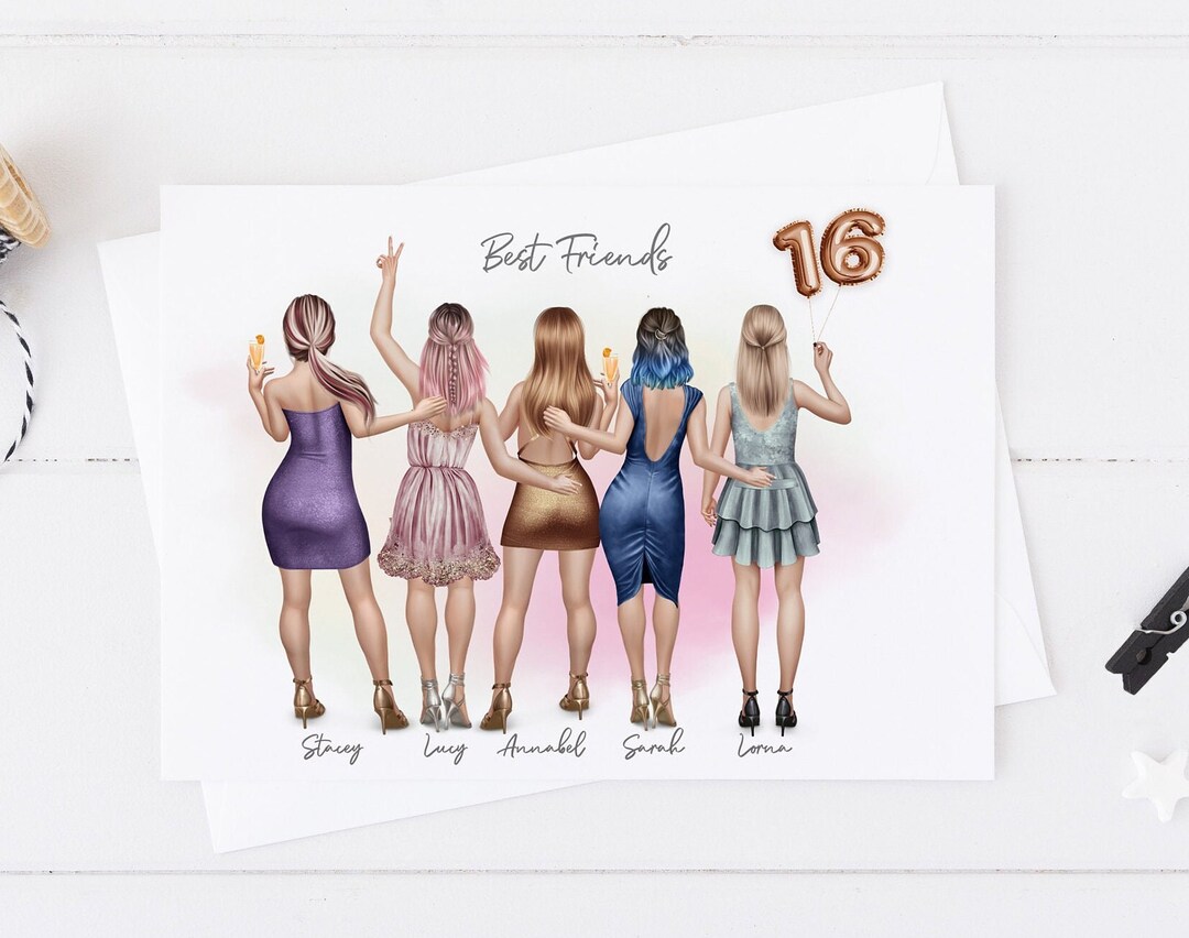 Personalised Teen Girls 16th Birthday Card Girl Group Sweet 16 - Etsy