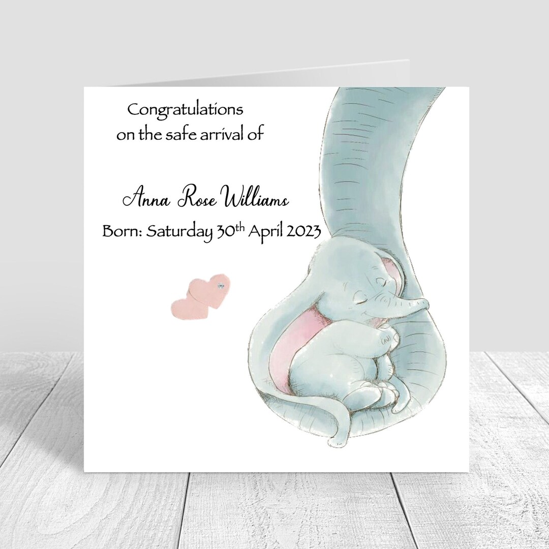 Personalised New Born Baby Card, Baby Girl, Congratulations Baby Card ...