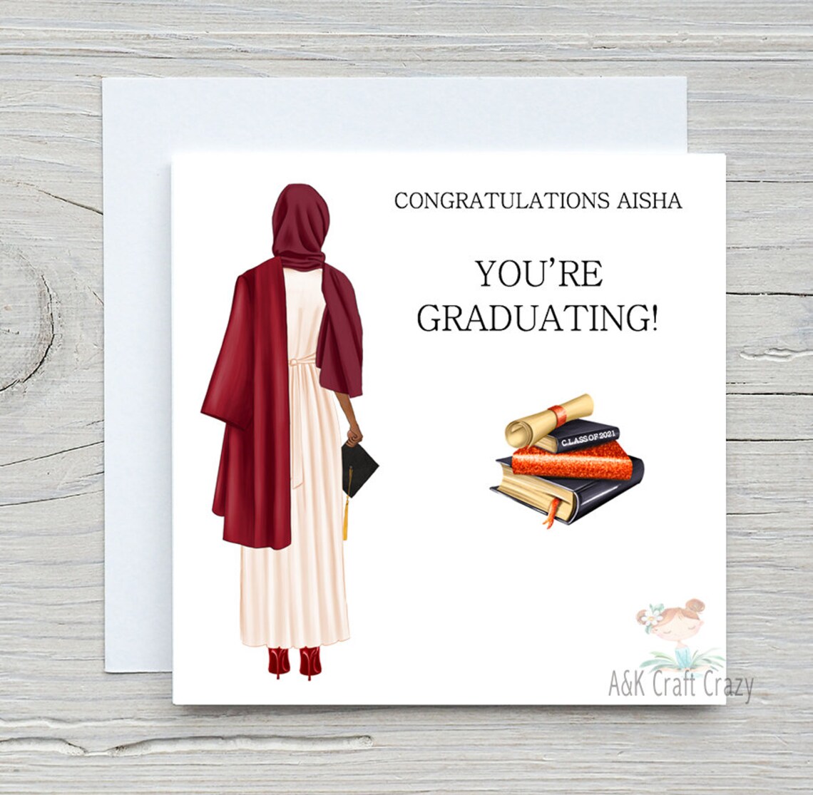 Graduation Card for Muslim Women Personalised Congratulations - Etsy