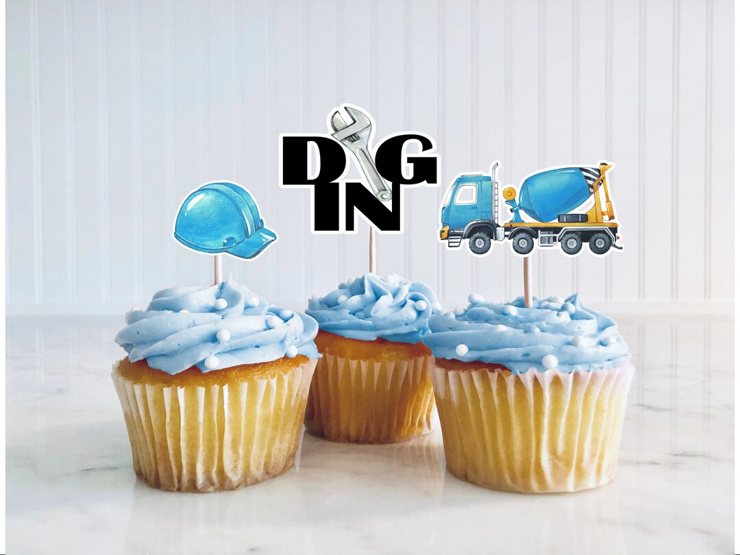 Boys Construction Cake Toppers, Party Favours, Boys Centrepieces ...