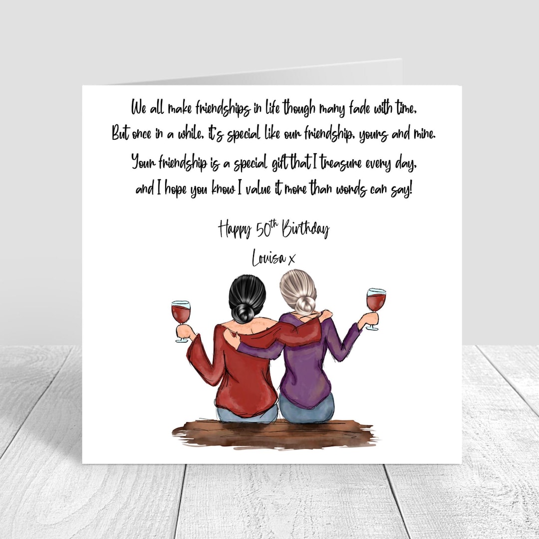 Women's Personalised Best Friend Happy Birthday Handmade Card for ...