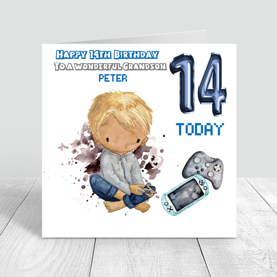 Gamer Boys Birthday Card Controller Playstation Gamer Personalised ...