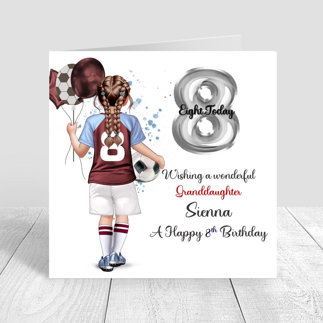Personalised Girls Football Birthday Card,birthday Soccer Card ...