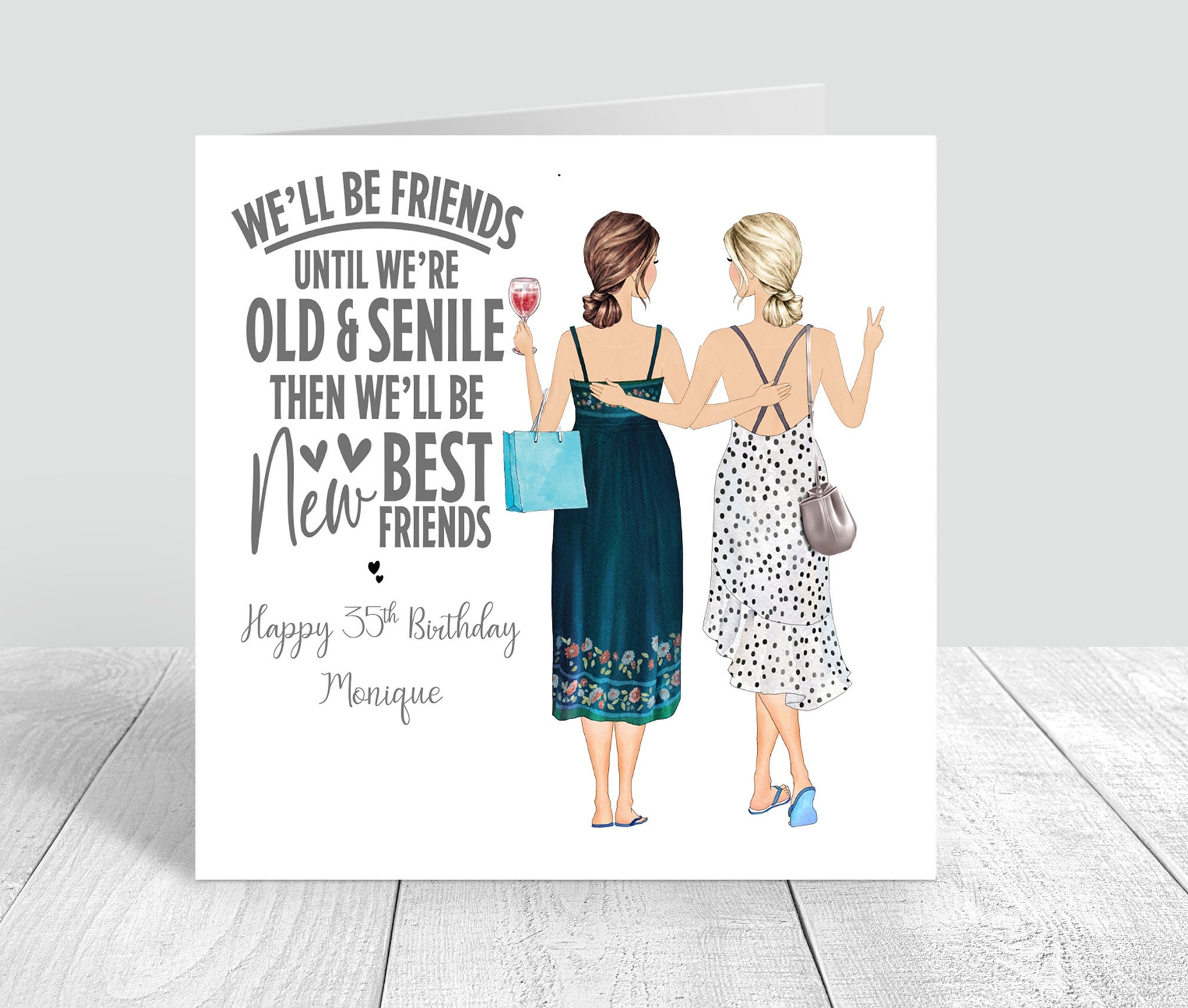 Birthday Card Women's Best Friend Handmade/ Personalised - Etsy UK