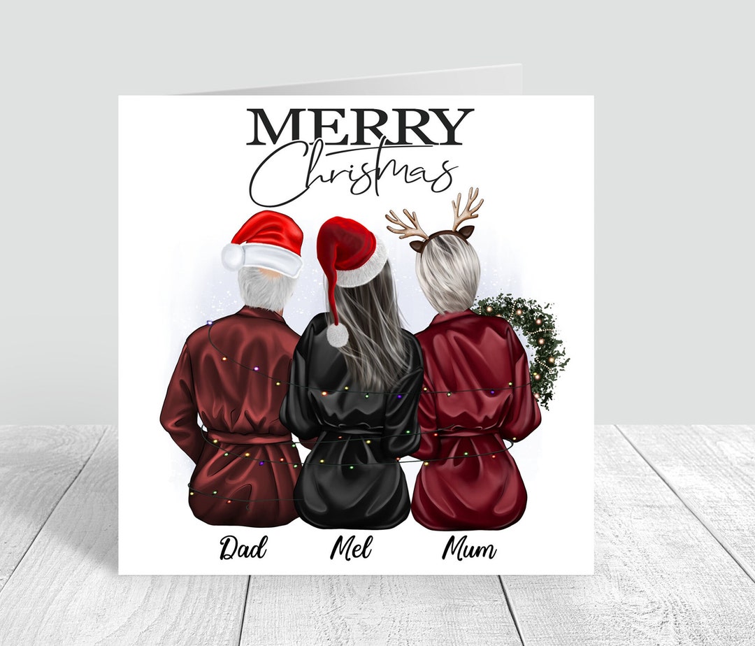 Merry Christmas Mum and Dad Card Personalised Parents Christmas Card ...