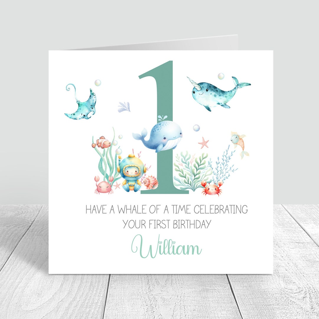 Personalised Boys 1st Birthday Card Handmade First Birthday Under the ...