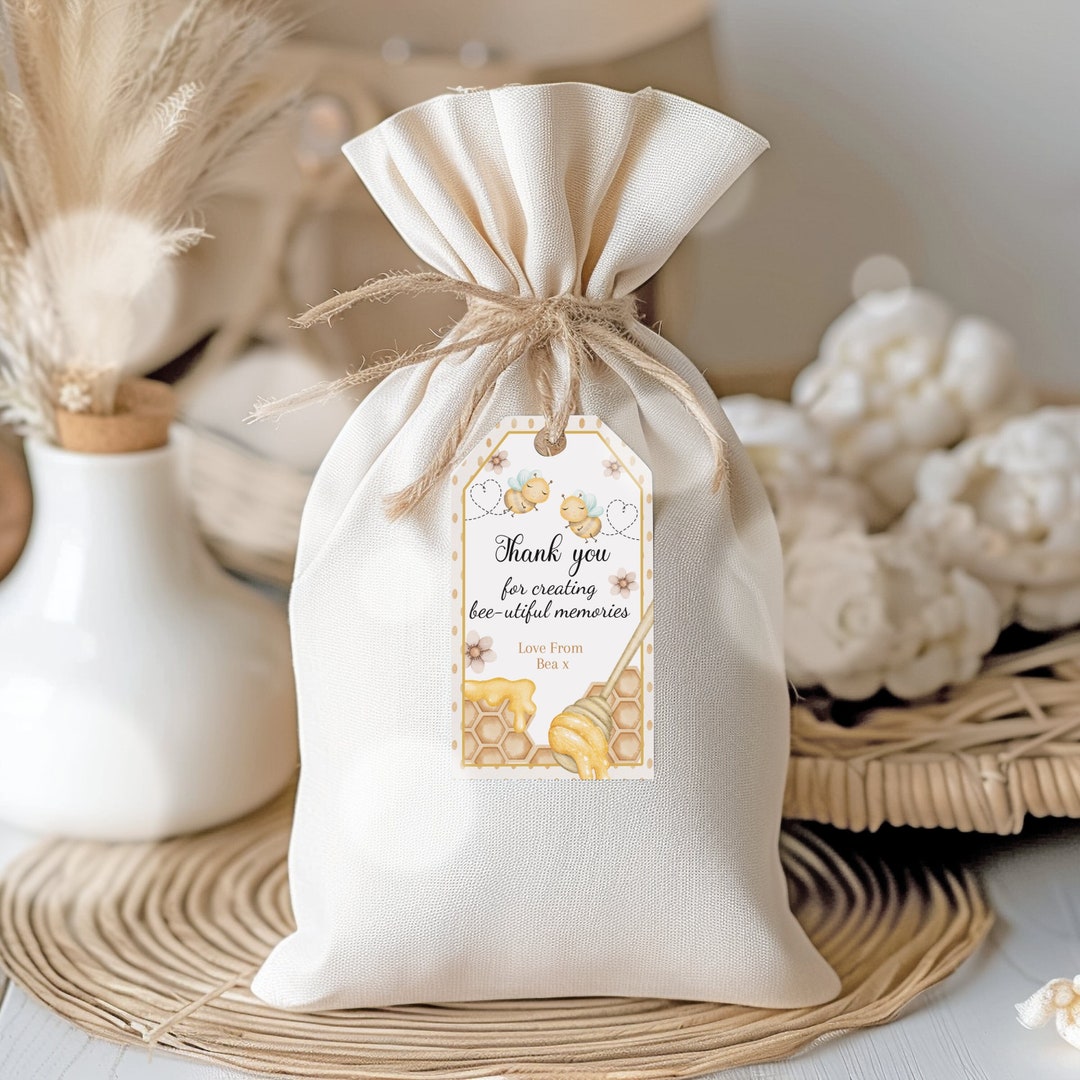 Personalised Bee Thank You Gift Tags, Birthday Party Tags, Favours ...
