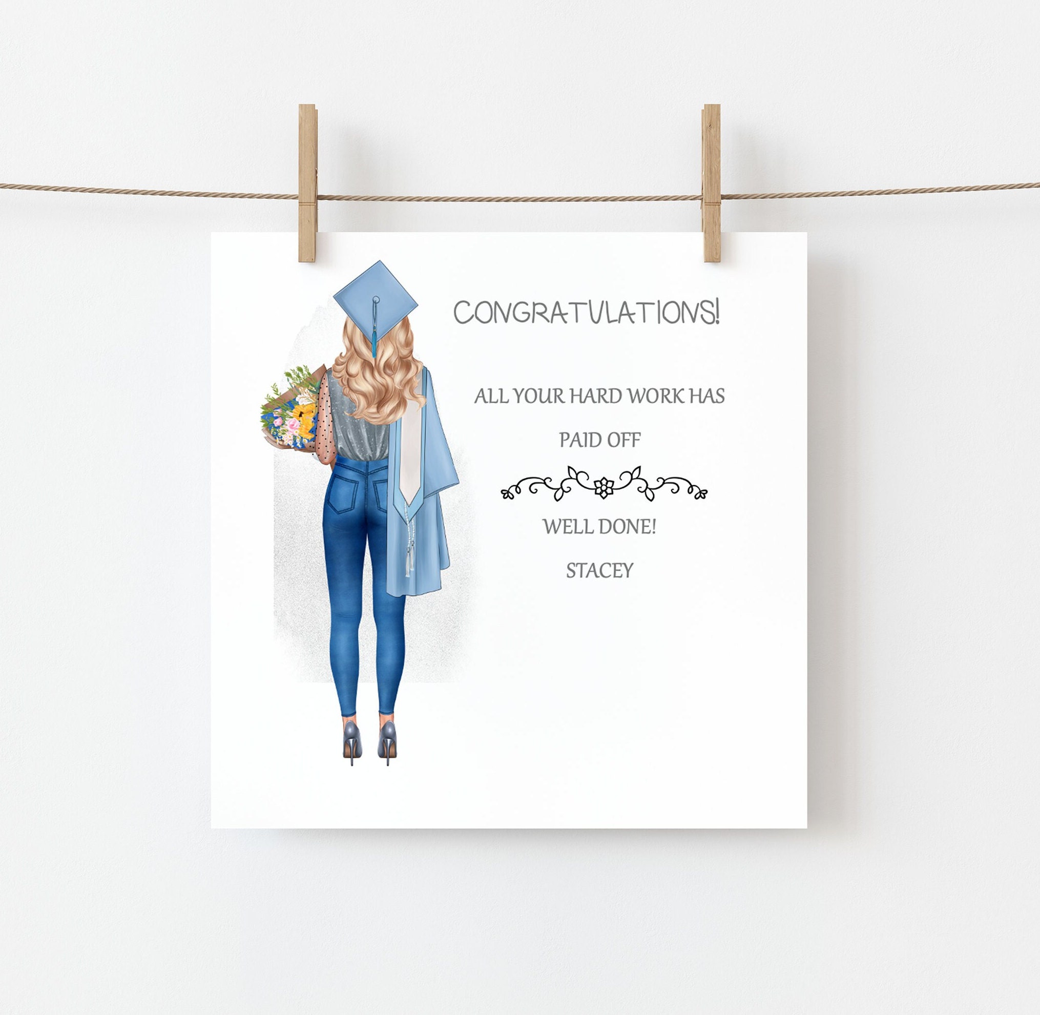 Graduation Card for Women Personalised Congratulations / Well Done ...