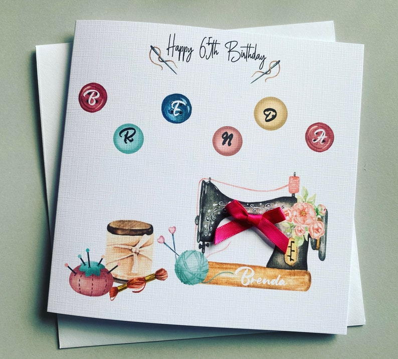 Happy Birthday Card for Women Sewing Themed Personalised | Etsy