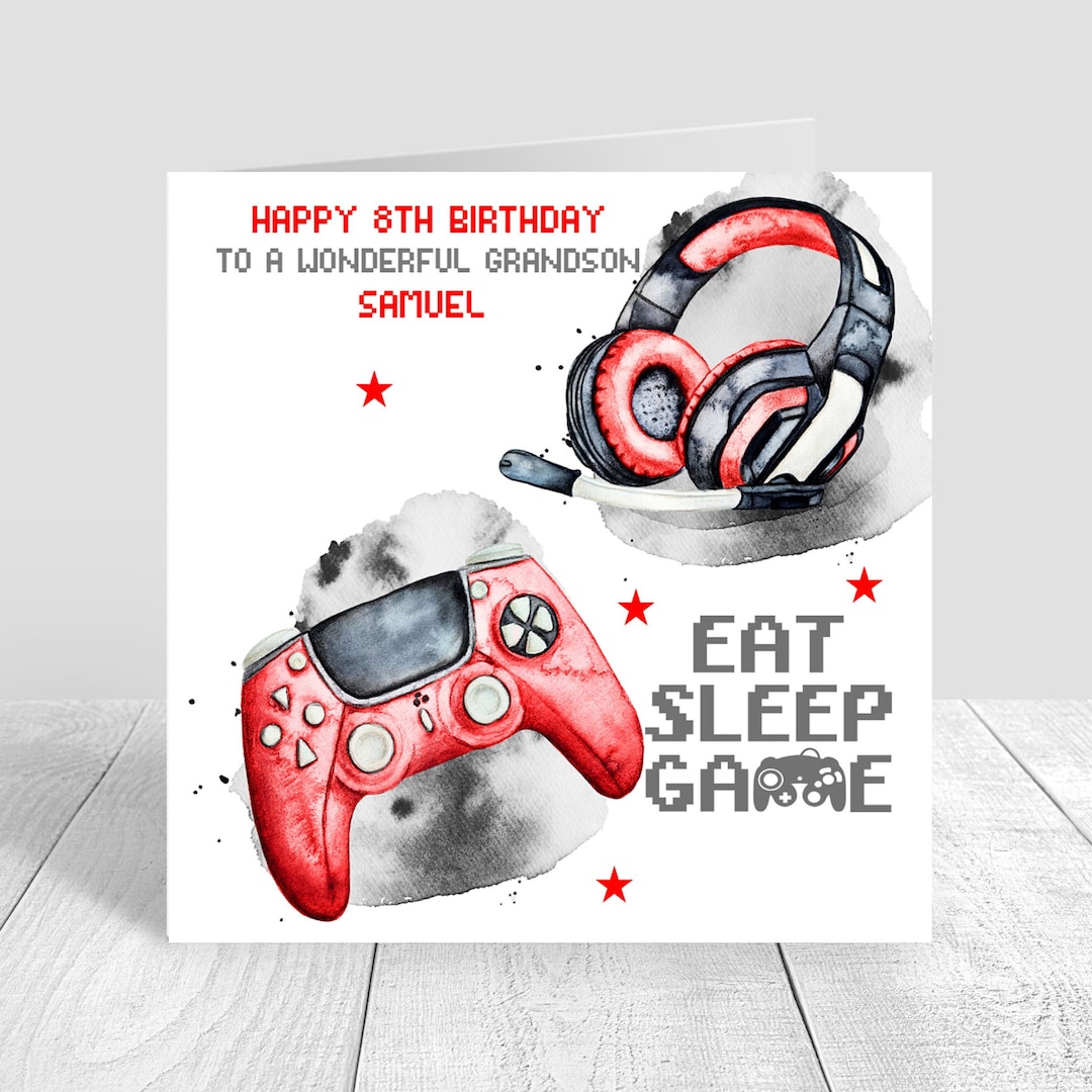 Gamer Boys Birthday Card Controller Playstation Gamer Personalised ...