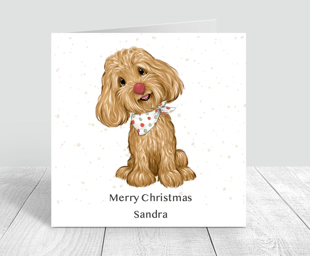 Personalised Cavoodle Christmas Card | Merry Christmas Cavoodle Puppy ...