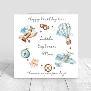 Boys Birthday Card Personalised & Handmade Adventurer Birthday Card ...