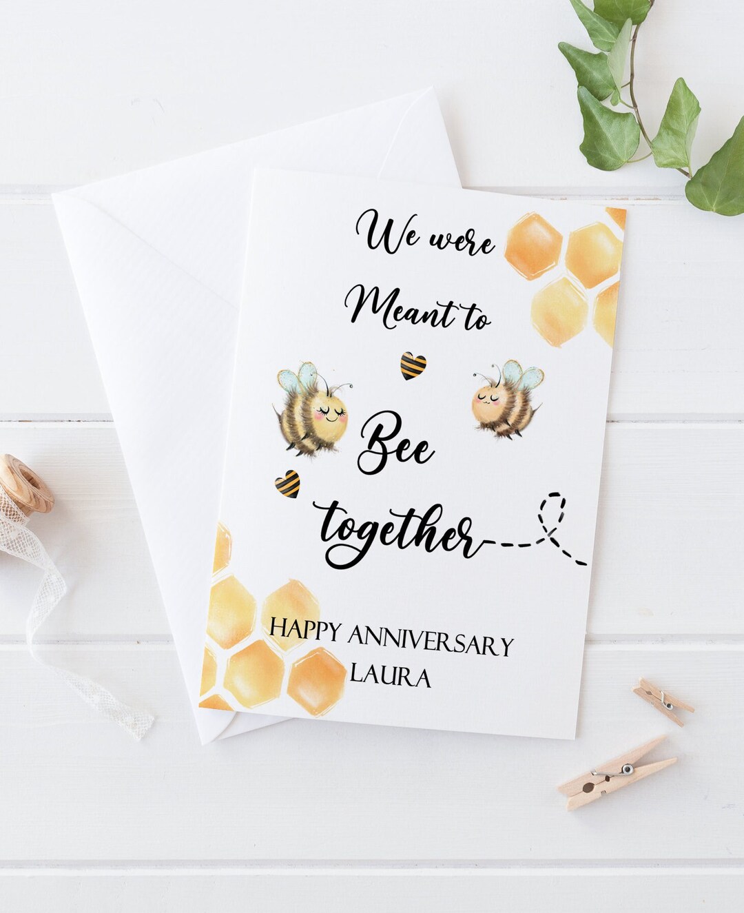 Personalised Bee Together Anniversary Card Bee Theme Card for ...