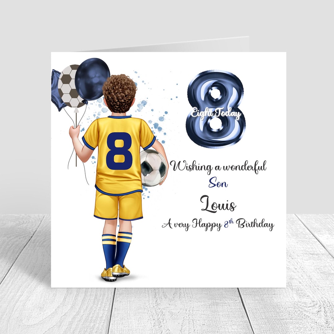 Personalised Boys Football Birthday Card, Happy Birthday Soccer Card ...