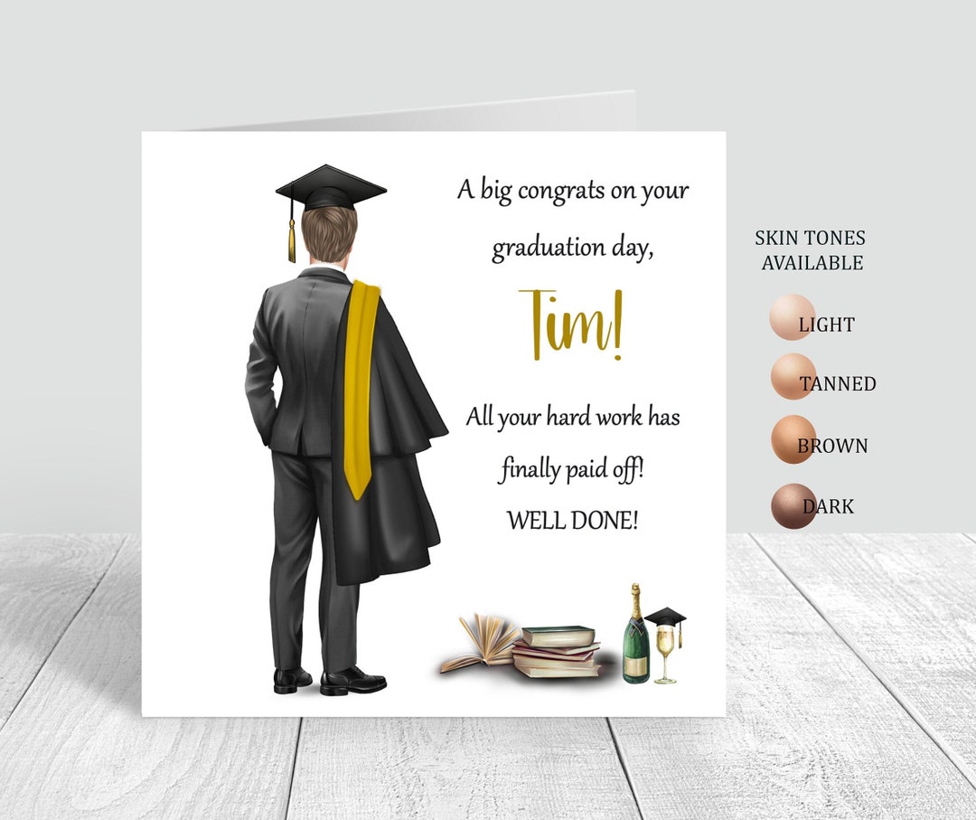 Personalised Graduation Card for Men Handmade Congratulations ...