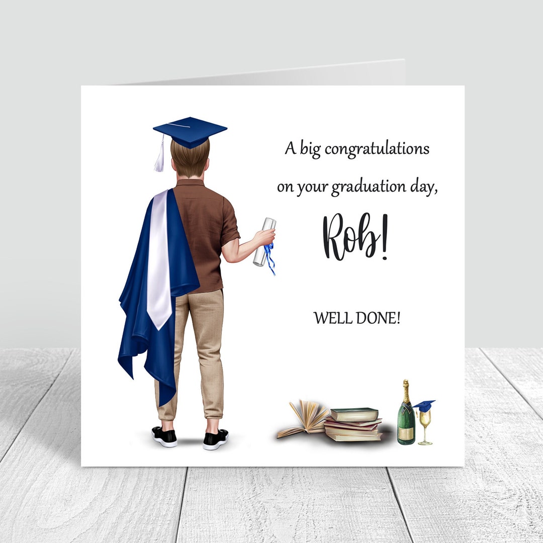 Personalised Graduation Card for Men Handmade Congratulations ...