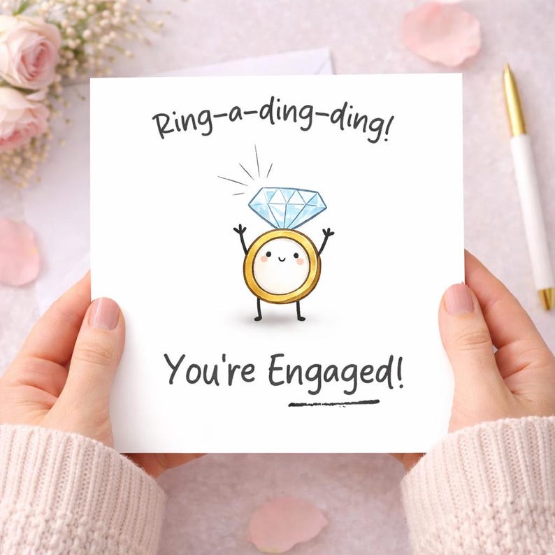 Engagement Congratulations Card, You’re Engaged Funny Ring Card, Couple ...