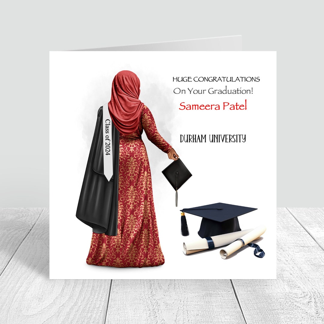 Graduation Card for Muslim Women Personalised Congratulations / Well ...