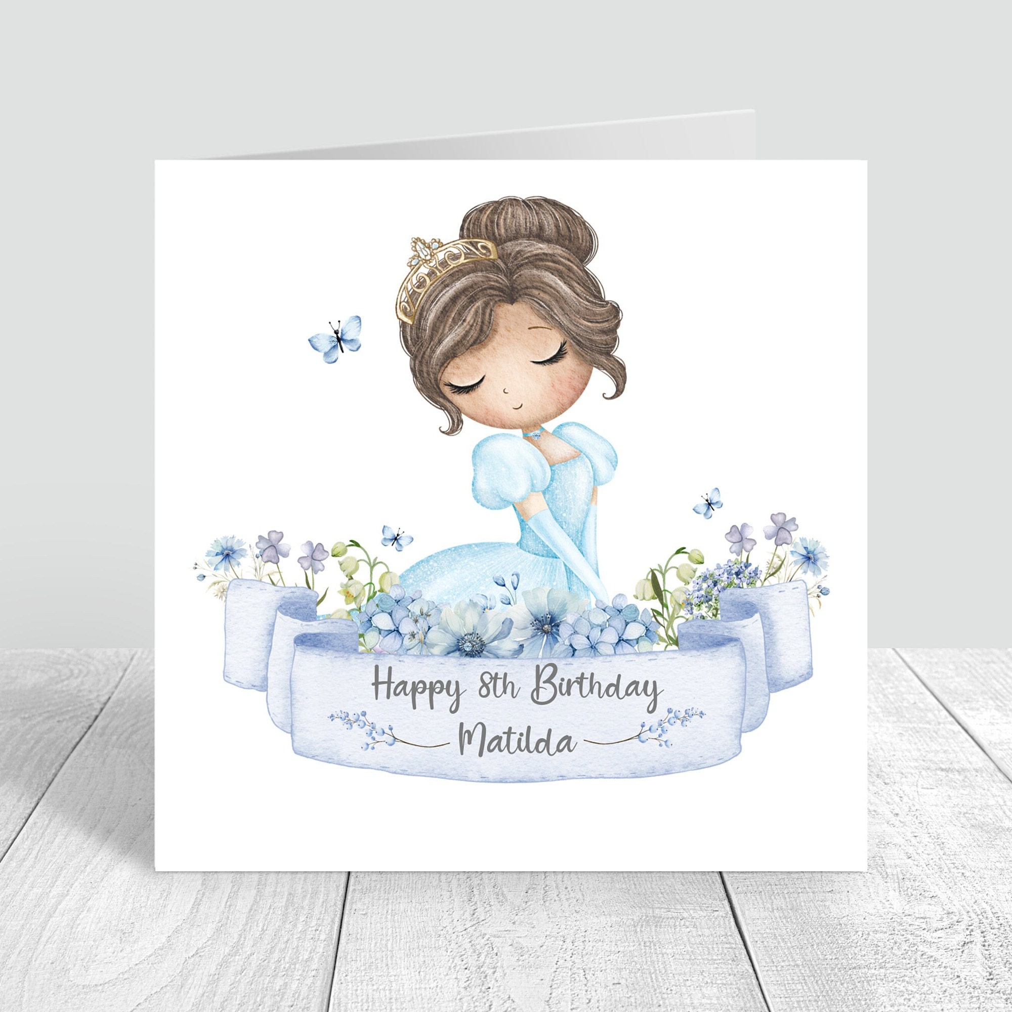 Personalised Girls Princess Birthday Card Handmade Cute Greetings Card ...