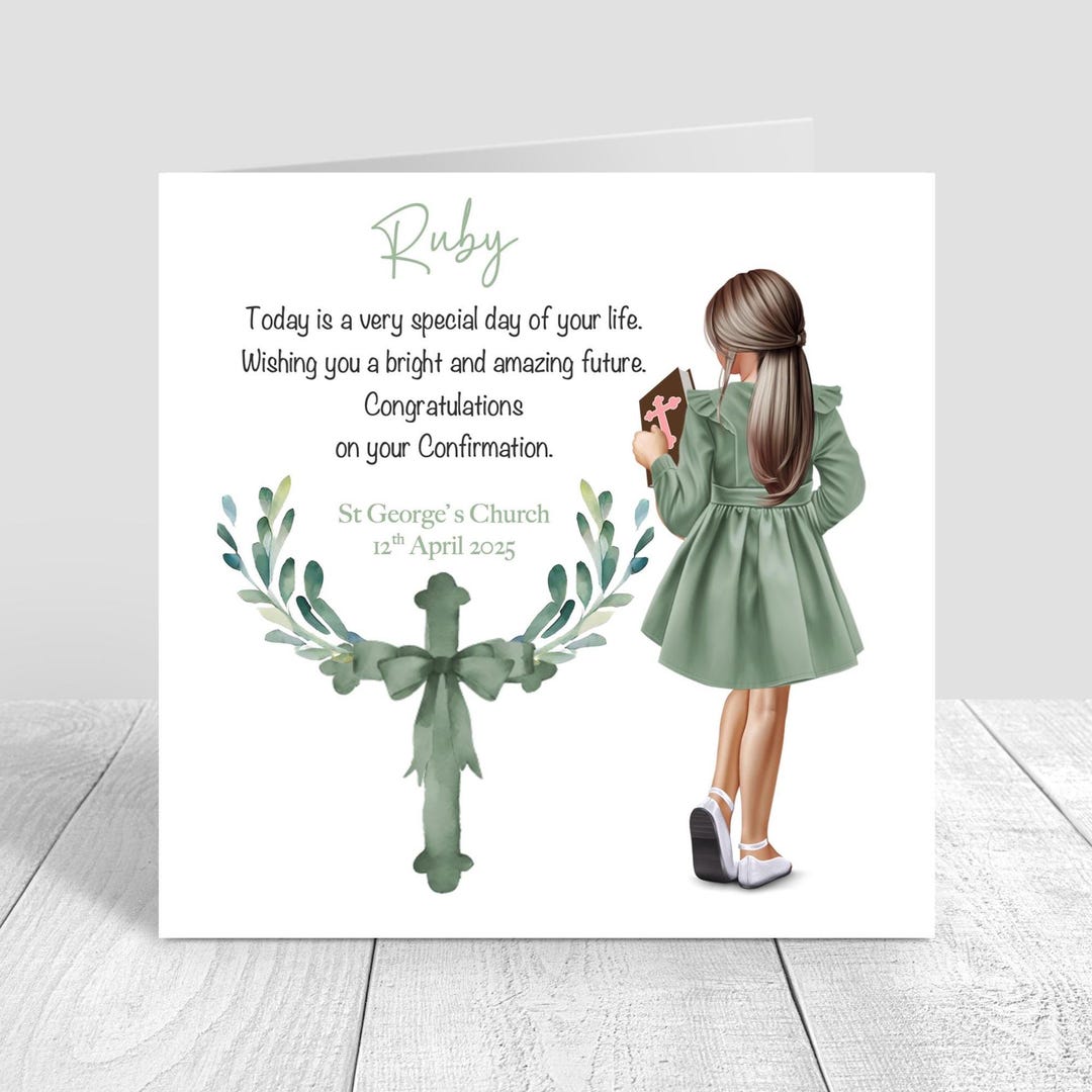 Girls Confirmation Card Handmade Personalised for Girls Granddaughter ...