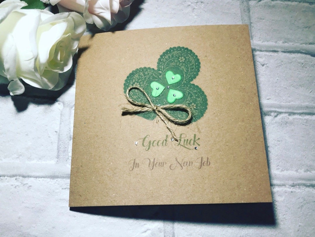 Good Luck Shamrock Handmade Card-for New Job/career/ Retirement/men ...
