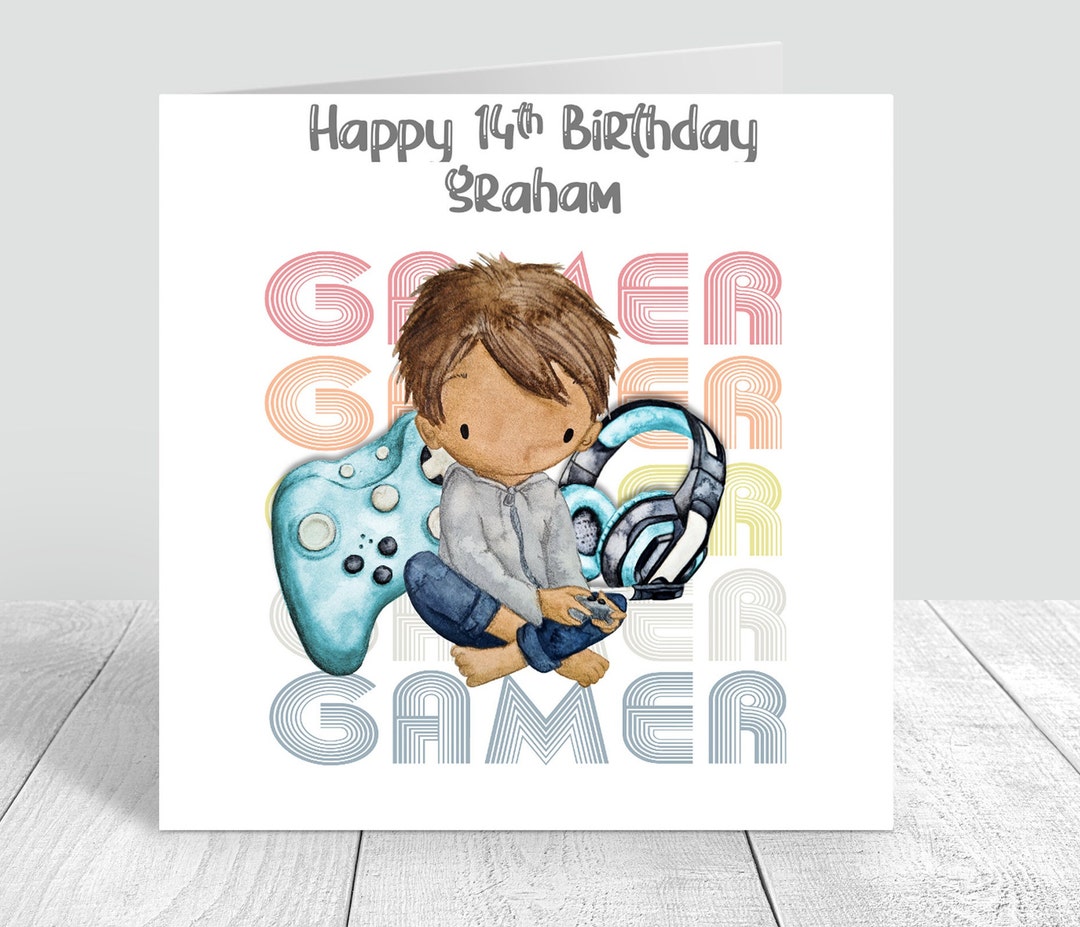 Gamer Boys Birthday Card Controller Playstation Gamer Personalised ...