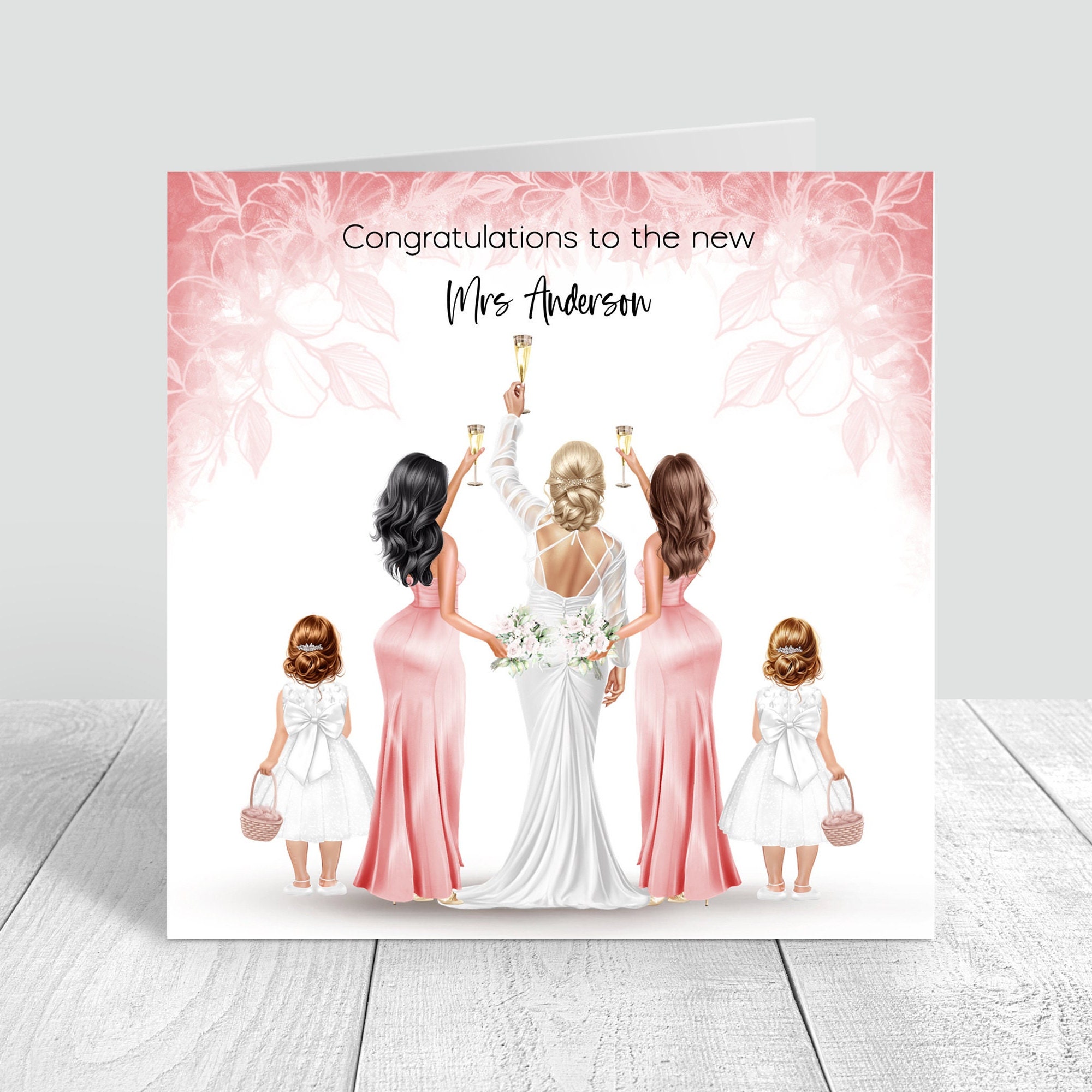 Personalised Bride ,bridesmaids & Flower Girls Wedding Day Card ...