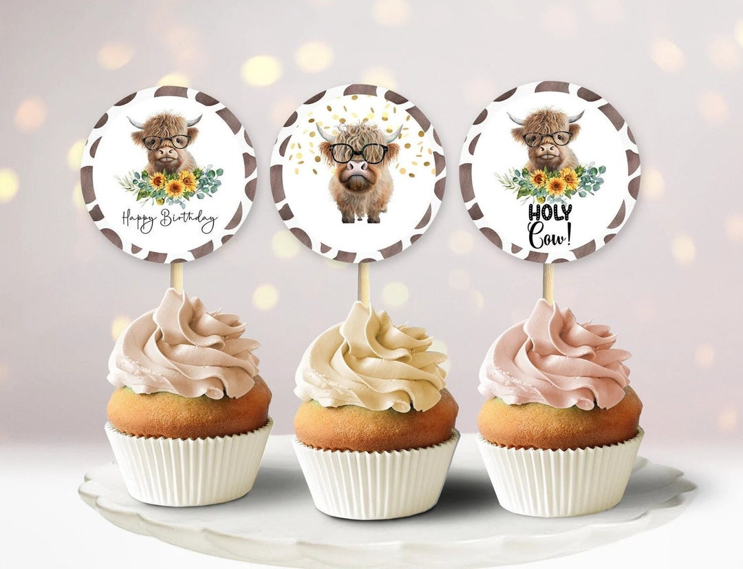 Holy Cow Cake Toppers Handmade , Birthday Party Favors Decor, Cupcake ...