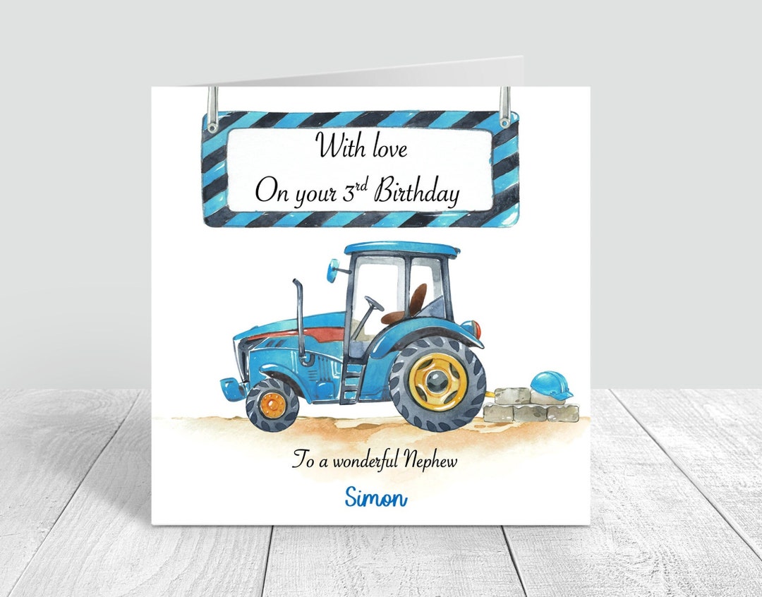 Personalised Boys Tractor Birthday Card Handmade Farm Birthday Card for ...