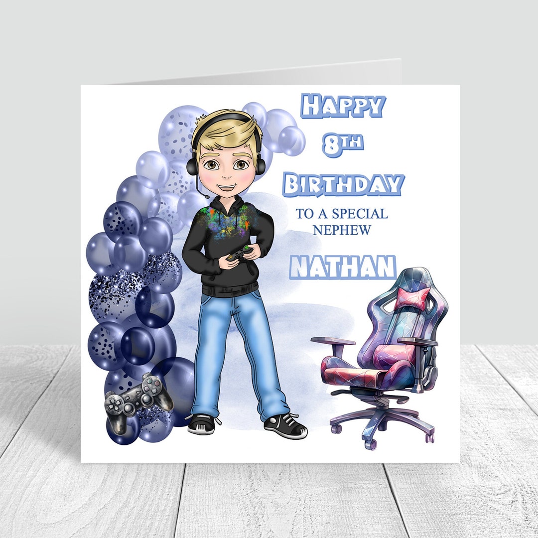 Gamer Boys Birthday Card Controller Playstation Gamer Personalised ...