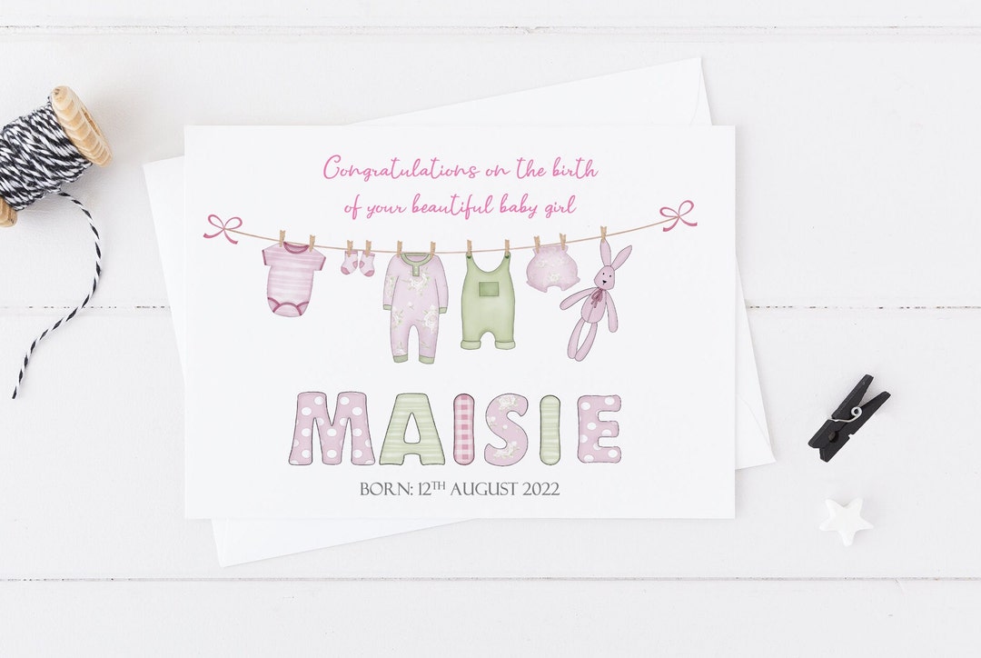 Personalised New Born Baby Girl Card Welcome to the World Baby Girl ...