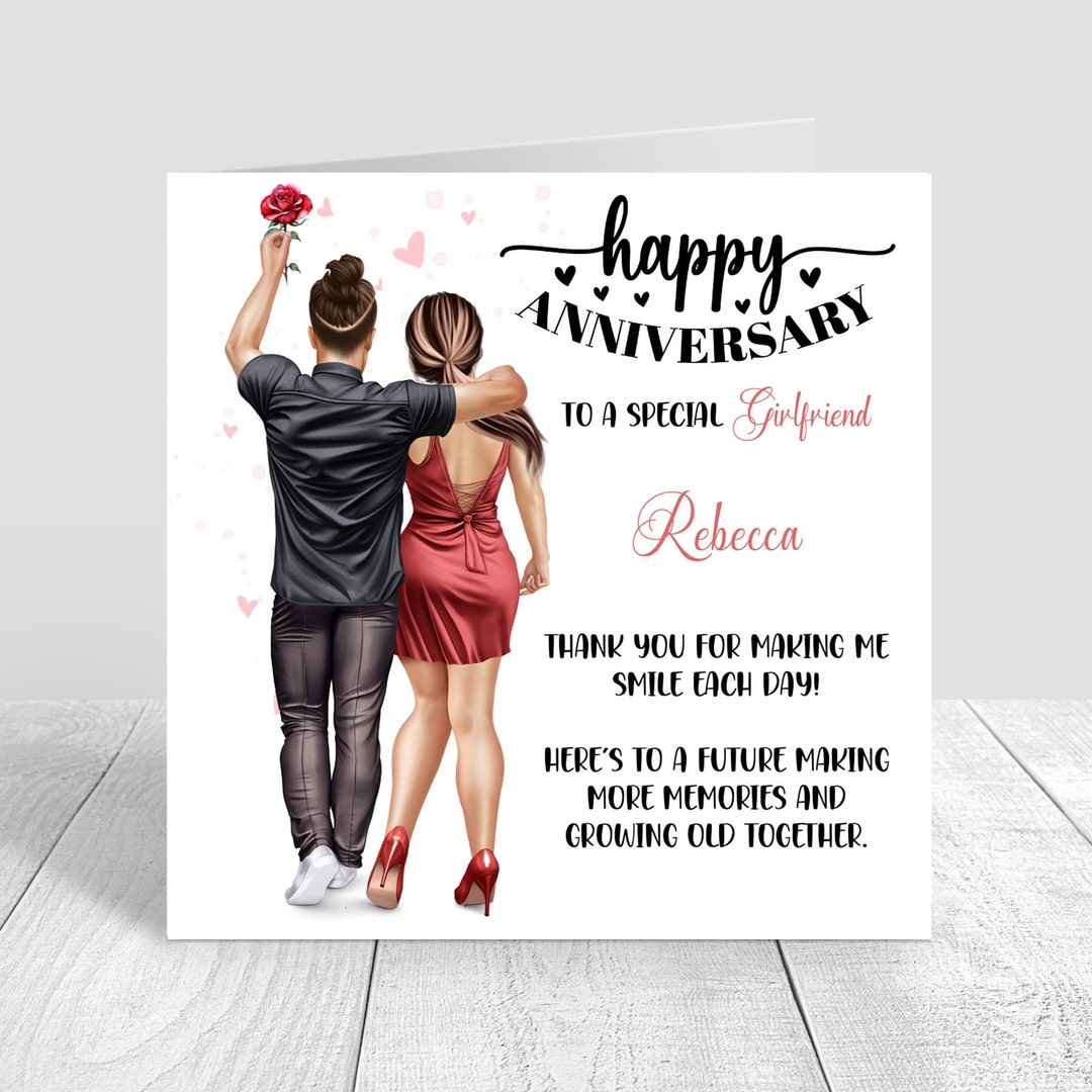 Personalised Anniversary Card Men & Women Handmade Card Fiancé ...