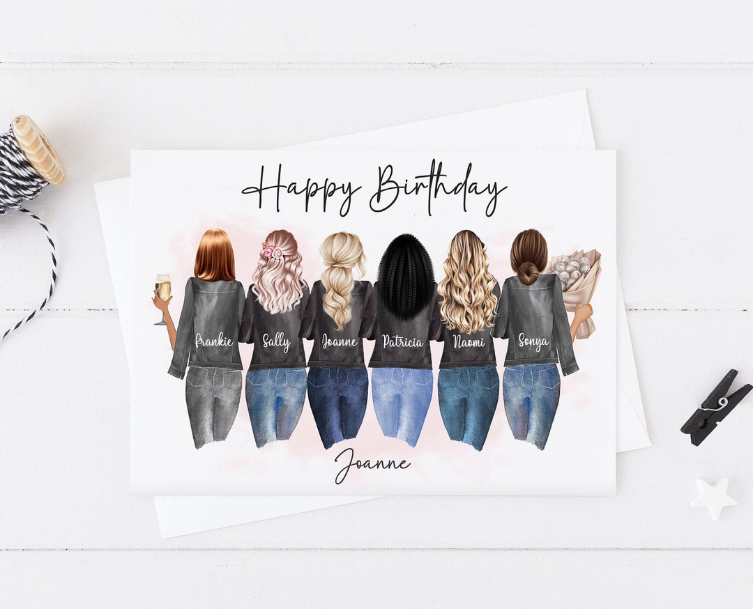 Womens Personalised Birthday Card Girl Group Women's Handmade 18th 21st ...