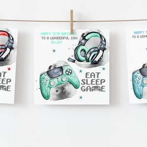 Gamer Boys Birthday Card Controller Playstation Gamer Personalised ...